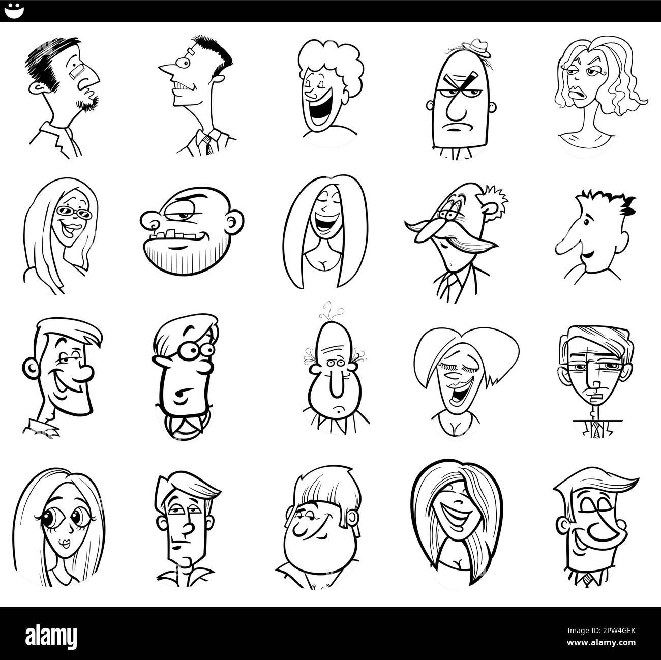 cartoon people characters faces and emotions set Stock Vector Image ...