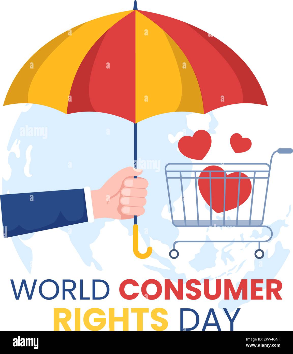 World Consumer Rights Day Illustration With Shopping Bags And Needs Of