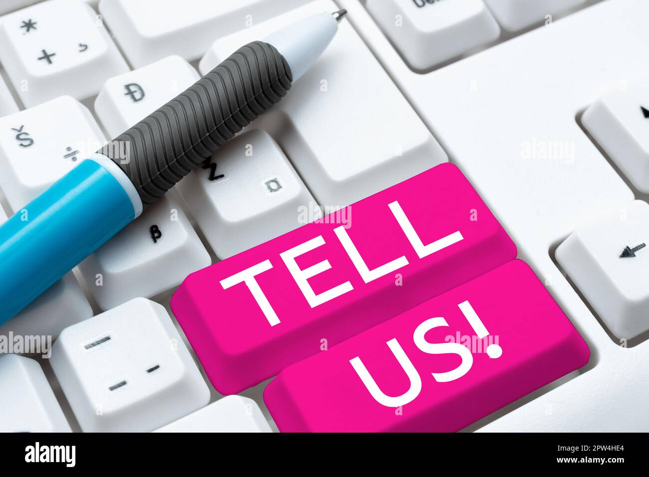 Sign displaying Tell Us, Word Written on communicate information to ...