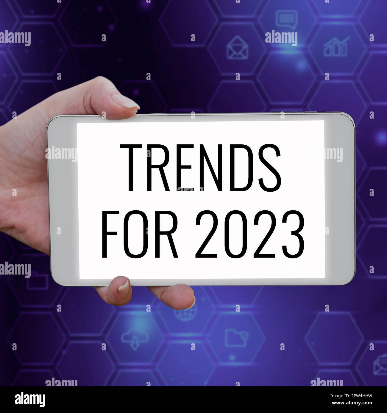 Hand writing sign Trends For 2023, Business overview list of things ...