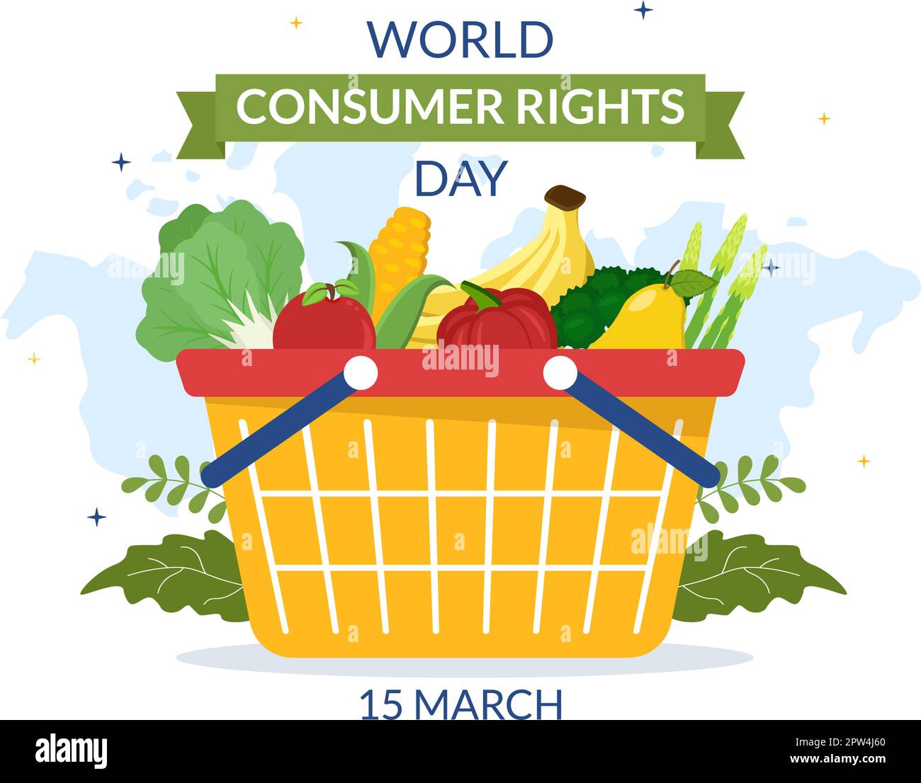 World Consumer Rights Day Illustration with Shopping, Bags and Needs of ...