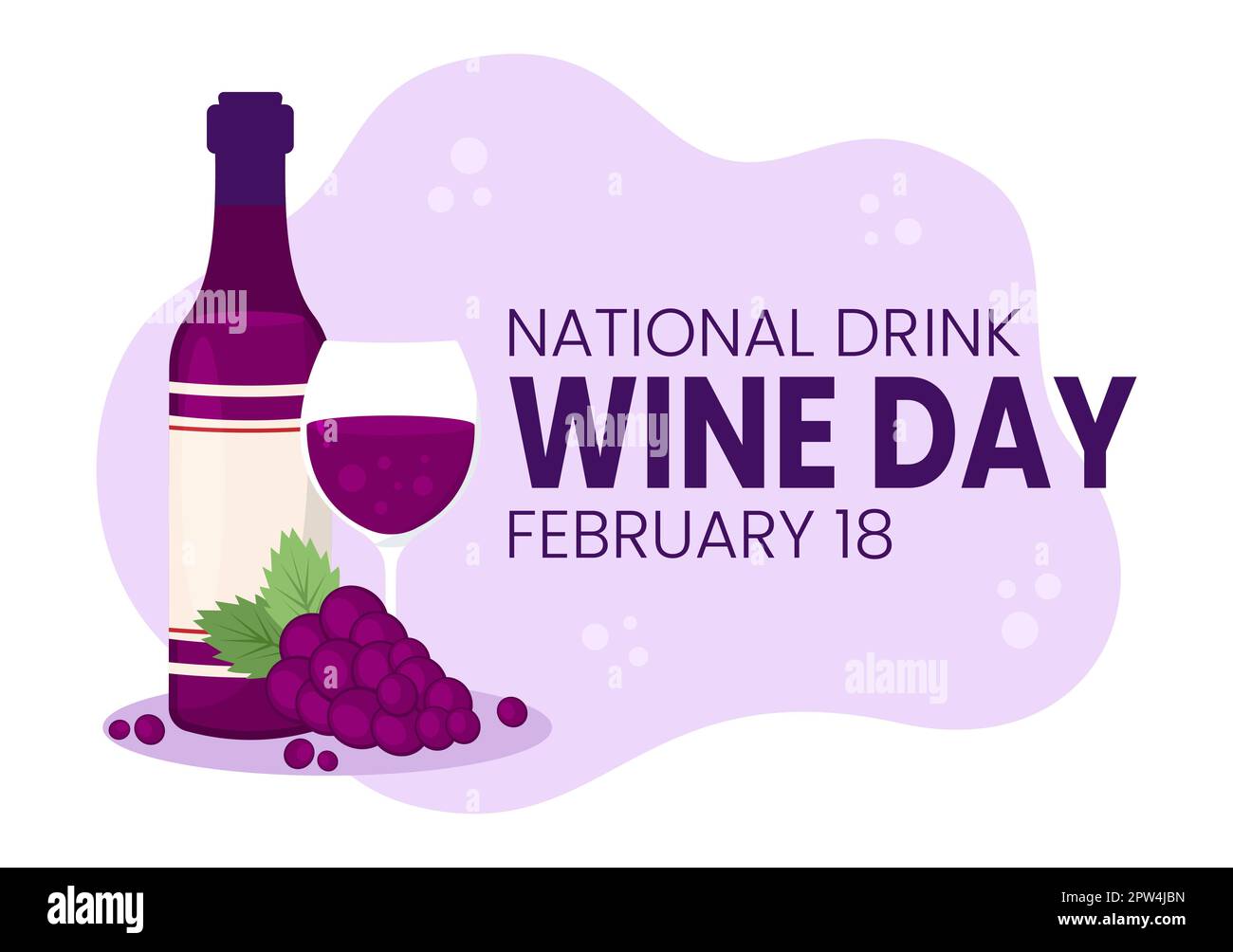 National Drink Wine Day on February 18 with Glass of Grapes and Bottle ...