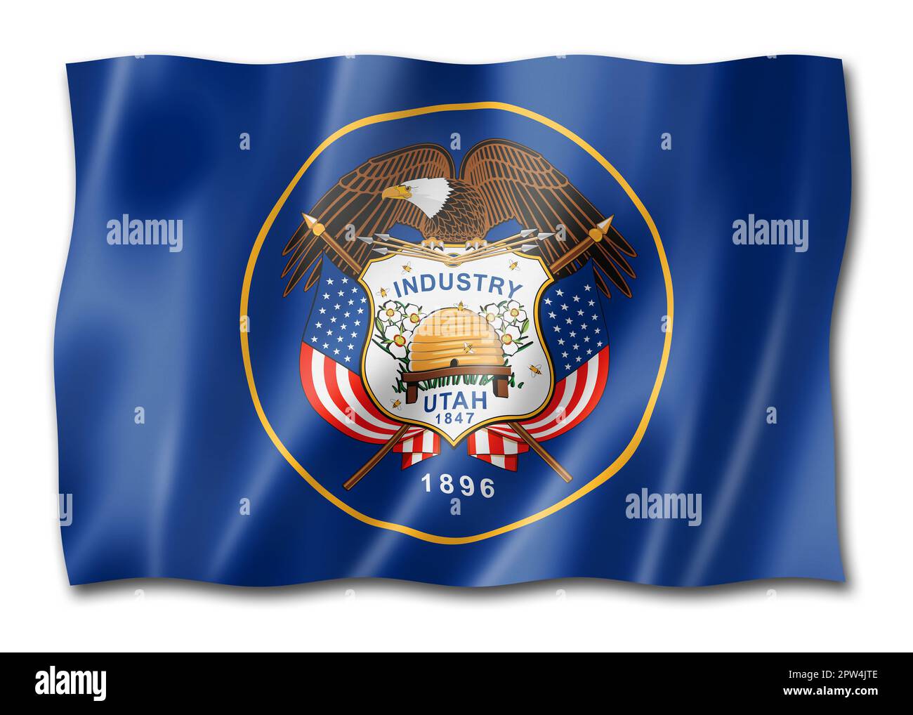 Utah flag, united states waving banner collection. 3D illustration ...