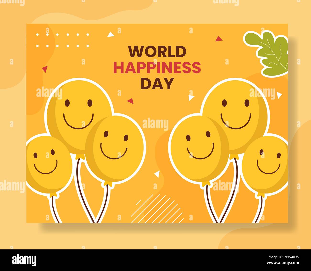 World Happiness Day Photocall with Smiling Face Flat Cartoon Hand Drawn ...