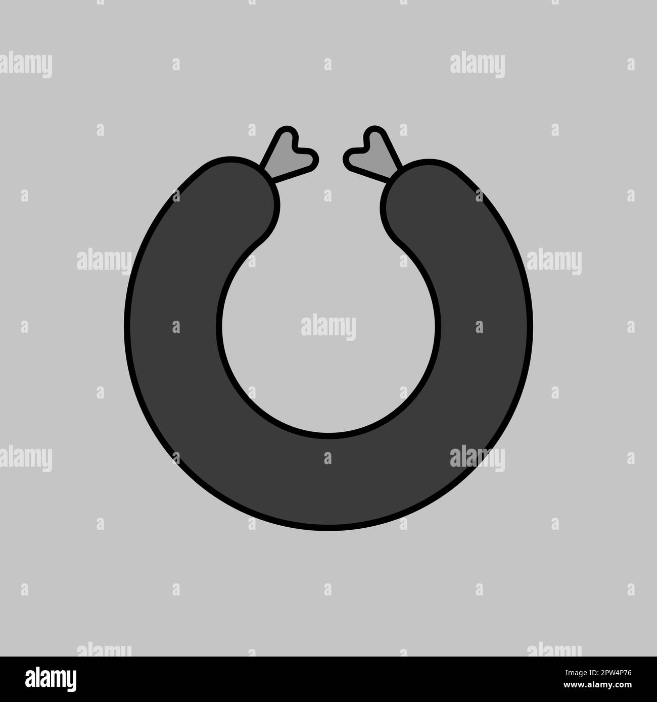 Ring of raw sausage vector grayscale icon. Barbecue and bbq grill sign ...
