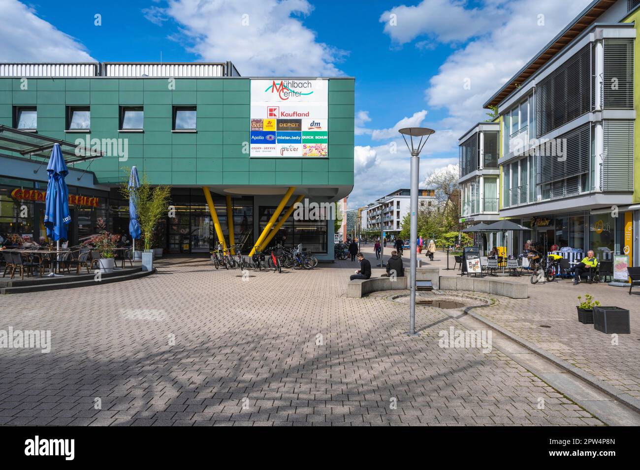Shopping centre with restaurant in the pedestrian zone of Radolfzell on ...