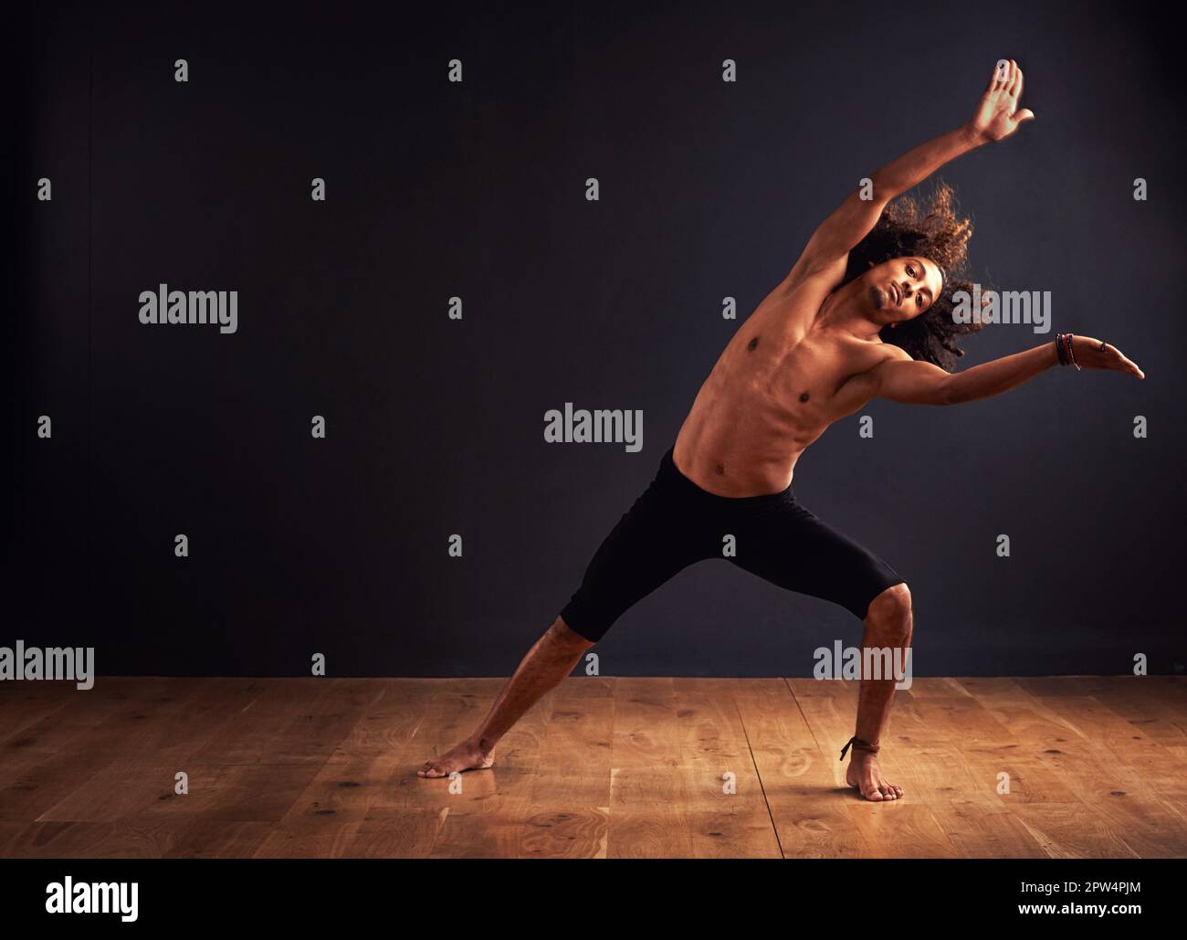 Freedom to express himself. Male contemporary dancer performing a ...