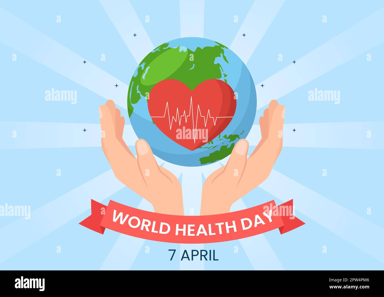 World Health Day on April 7th Illustration with Earth and HealthCare ...