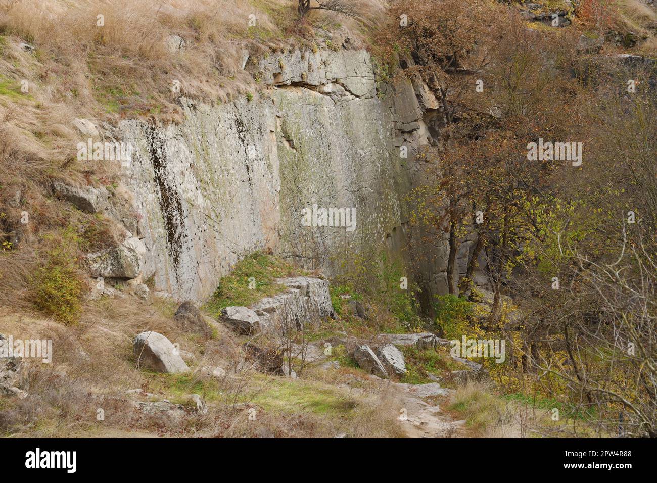 Granite rocks of Bukski Canyon in autumn. Picturesque landscape and ...