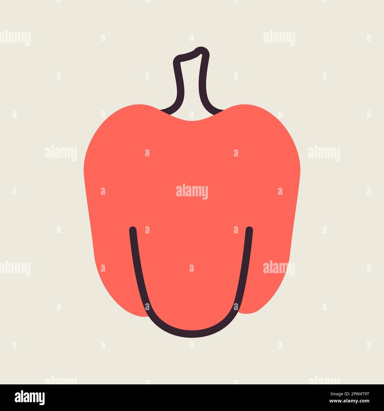 Bell Pepper or paprika isolated design vector icon. Vegetable sign ...