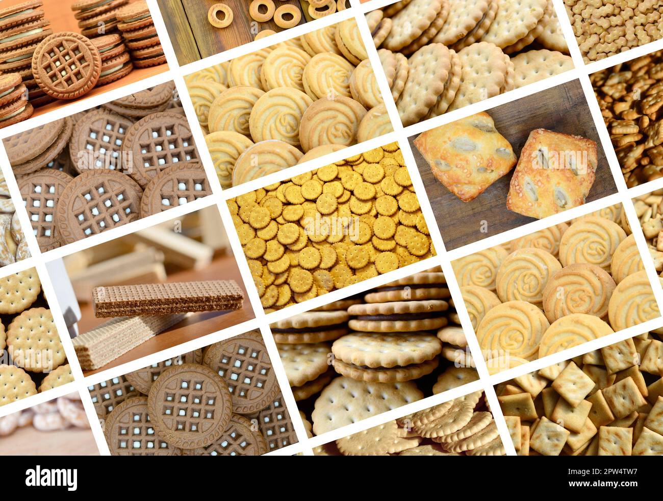 A collage of many pictures with various sweets close-up. A set of ...
