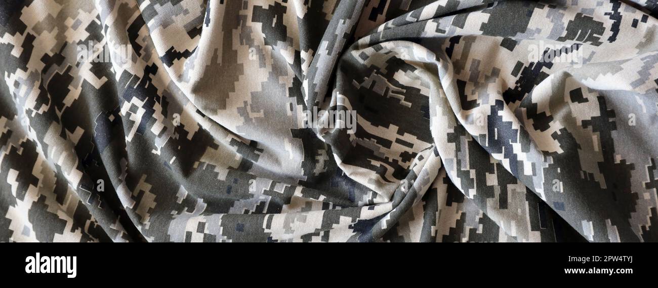 Fabric with texture of Ukrainian military pixeled camouflage. Cloth ...