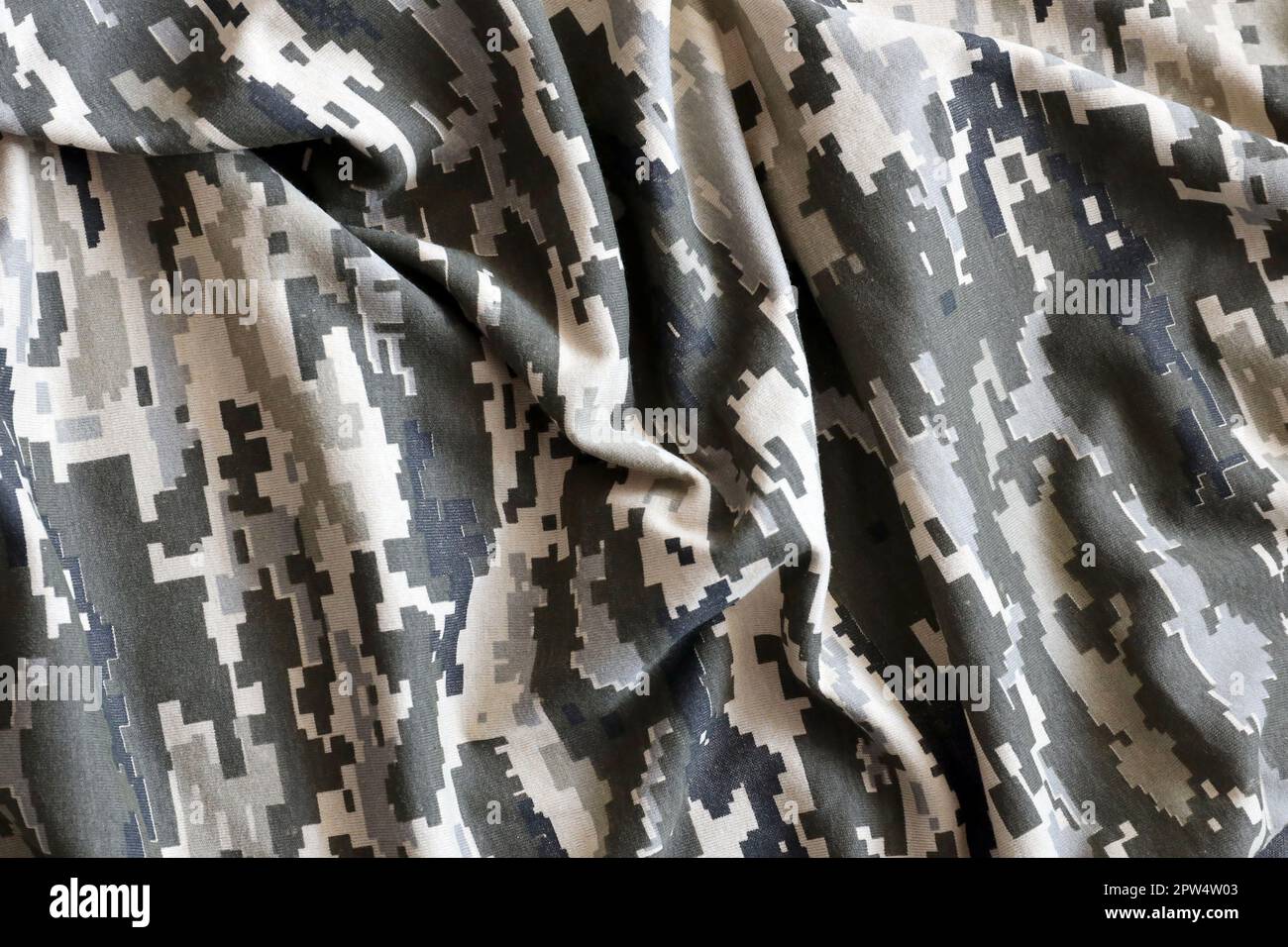 Fabric with texture of Ukrainian military pixeled camouflage. Cloth ...
