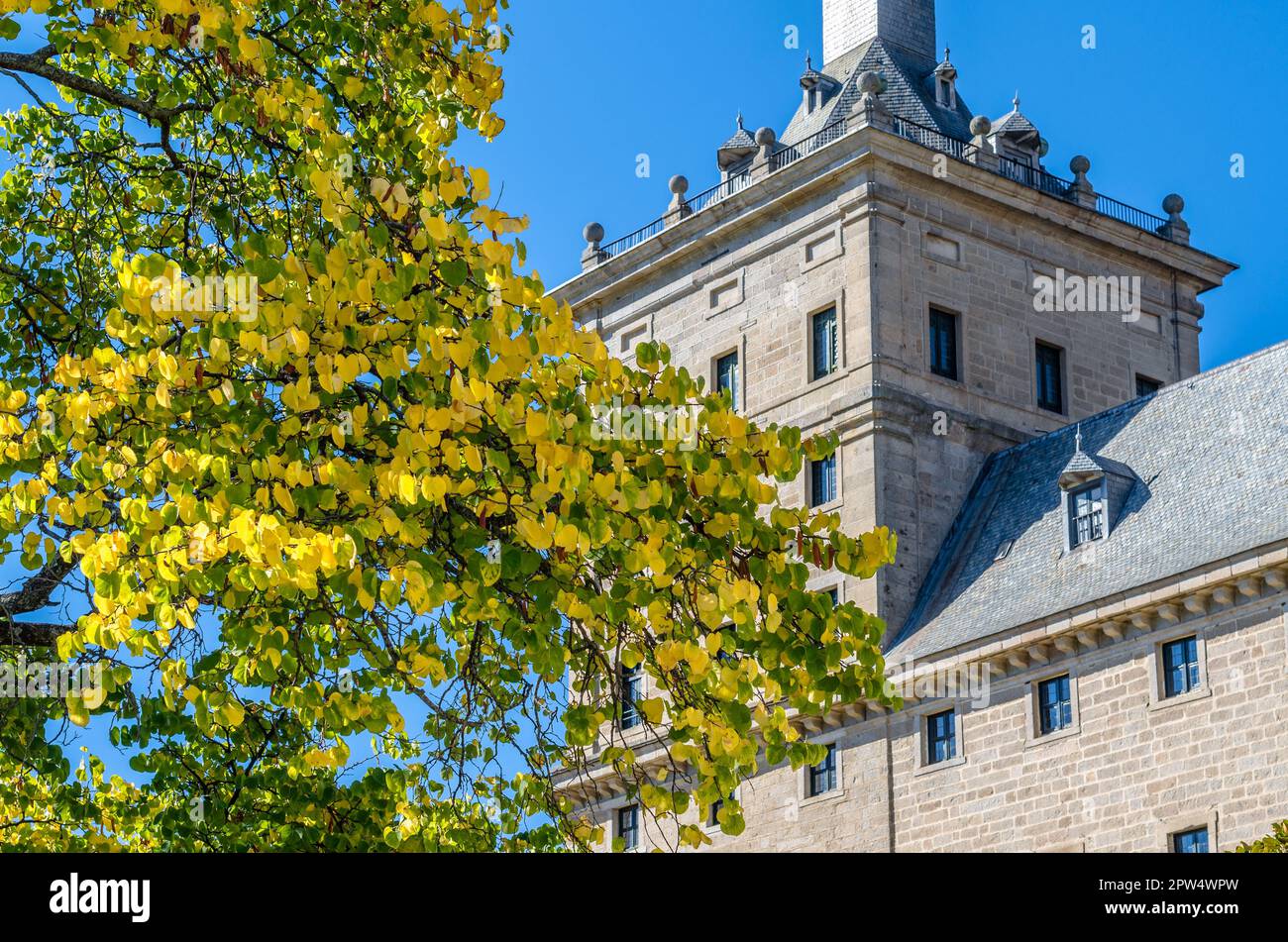 View of the Royal Site of San Lorenzo de El Escorial, Spain, built ...