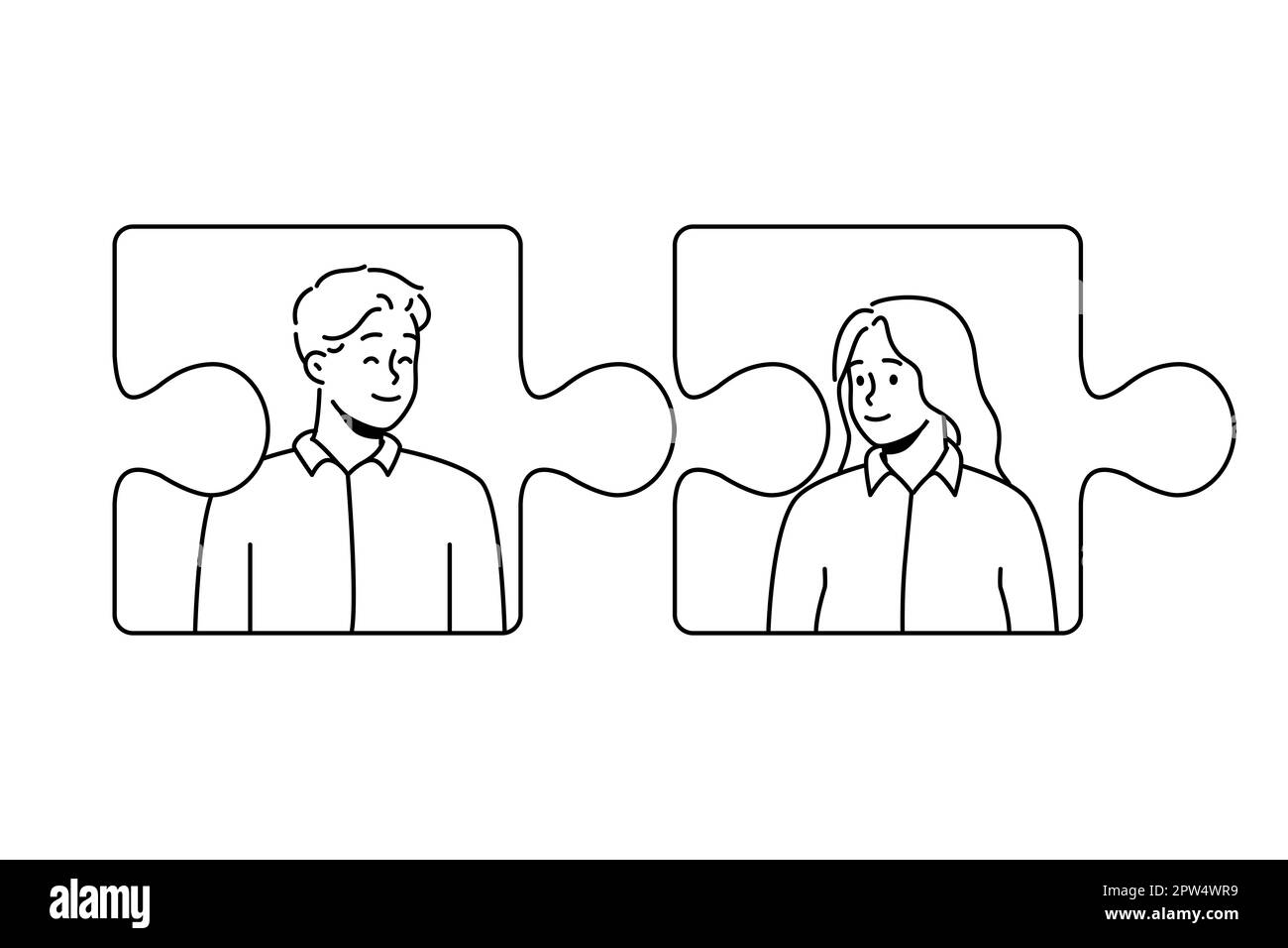 Jigsaw puzzles with man and woman connecting. Concept of couple ...