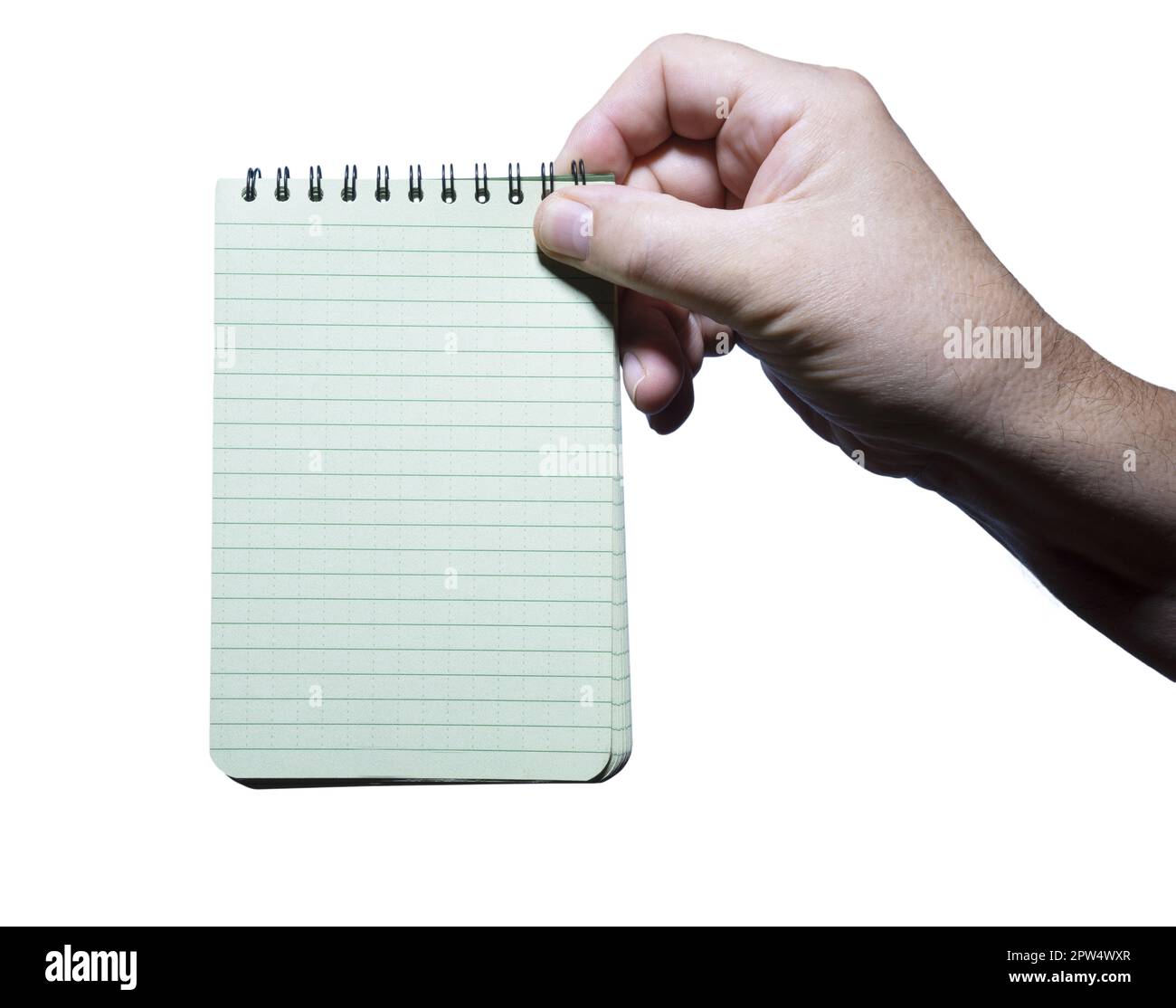 a notepad in a man's hand with a transparent background Stock Photo - Alamy