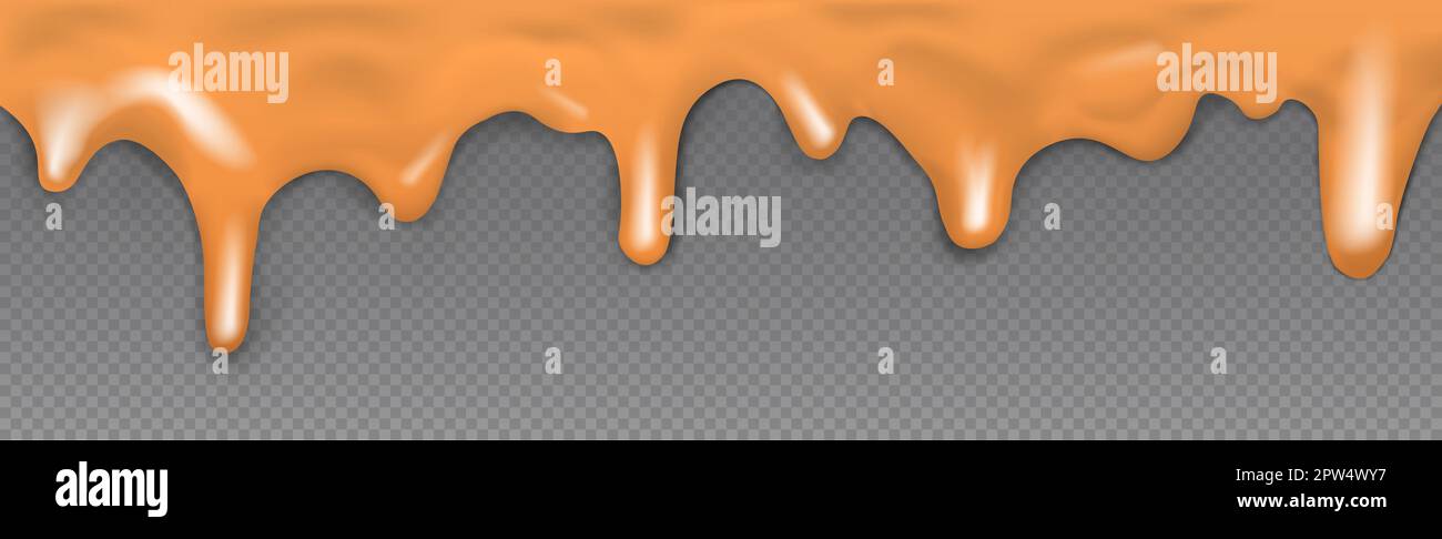 Yellow flowing caramel, no background, panoramic transparent template ...