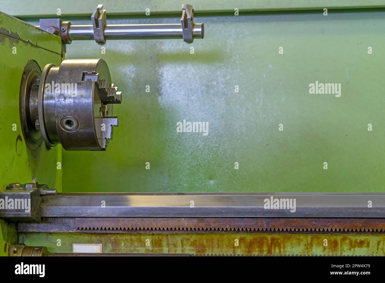 CNC turning spindle and old machine lathe Stock Photo - Alamy