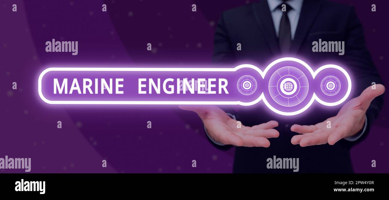 Text showing inspiration Marine Engineer, Word for incharge with ...
