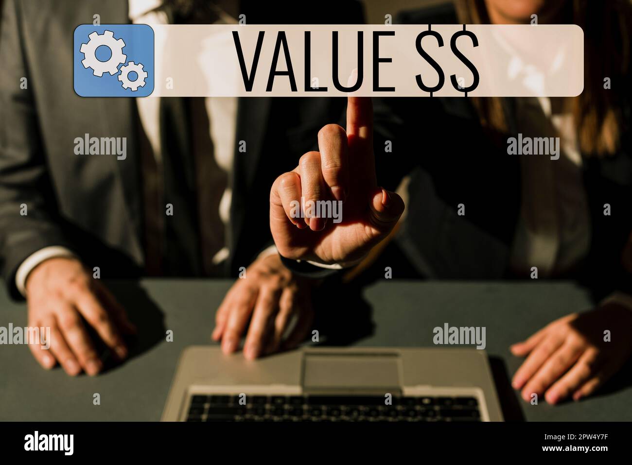 Hand writing sign Value , Word Written on the worth of the process id ...