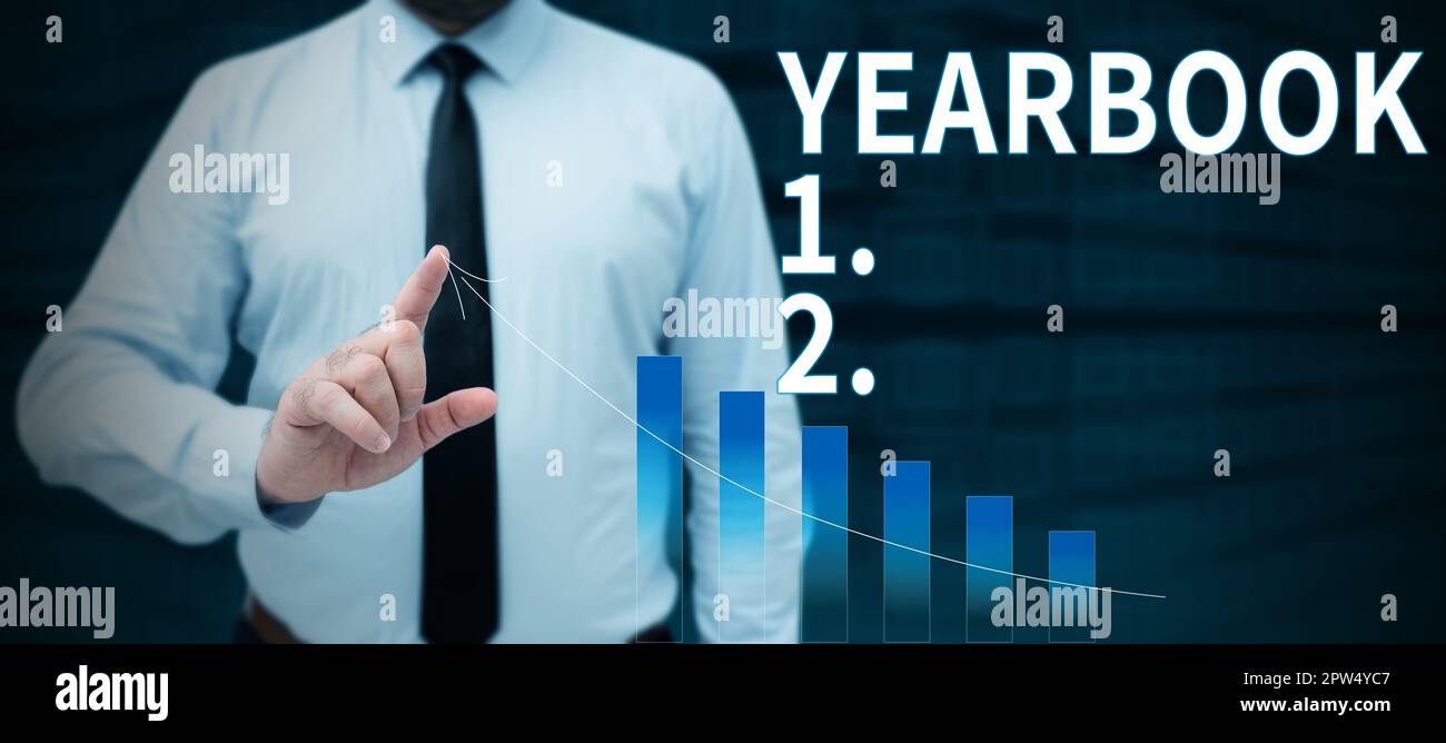 Inspiration showing sign Yearbook, Word Written on publication compiled ...