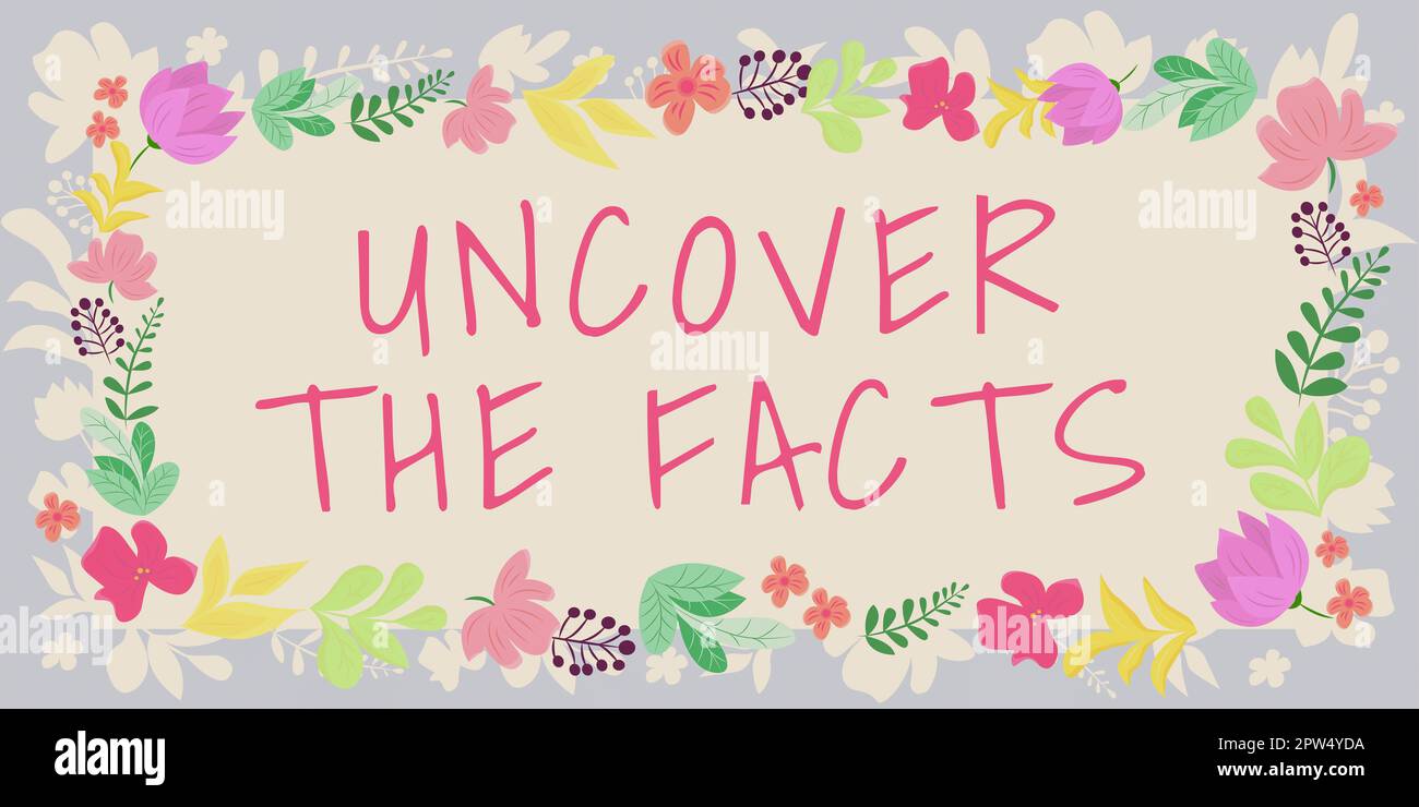 Text caption presenting Uncover The Facts, Word for Find the truth and ...