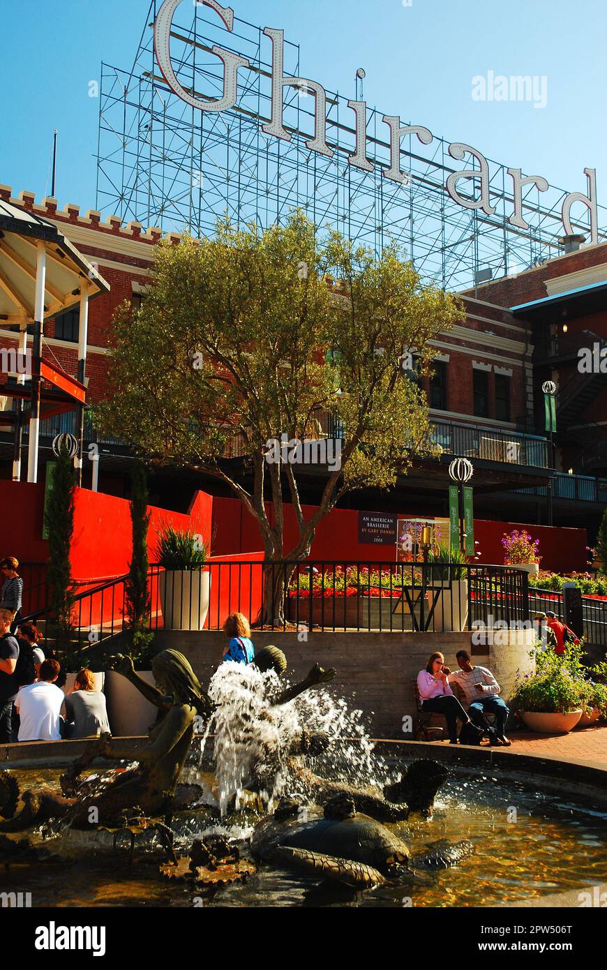 The sculpture Andrea, by Answan Lee stands in a fountain in Ghirardelli ...