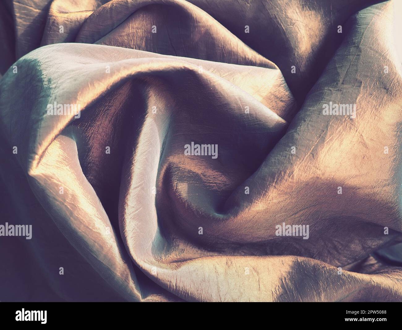 Beautiful fabric - taffeta, gently folded in waves. Crumpled material ...