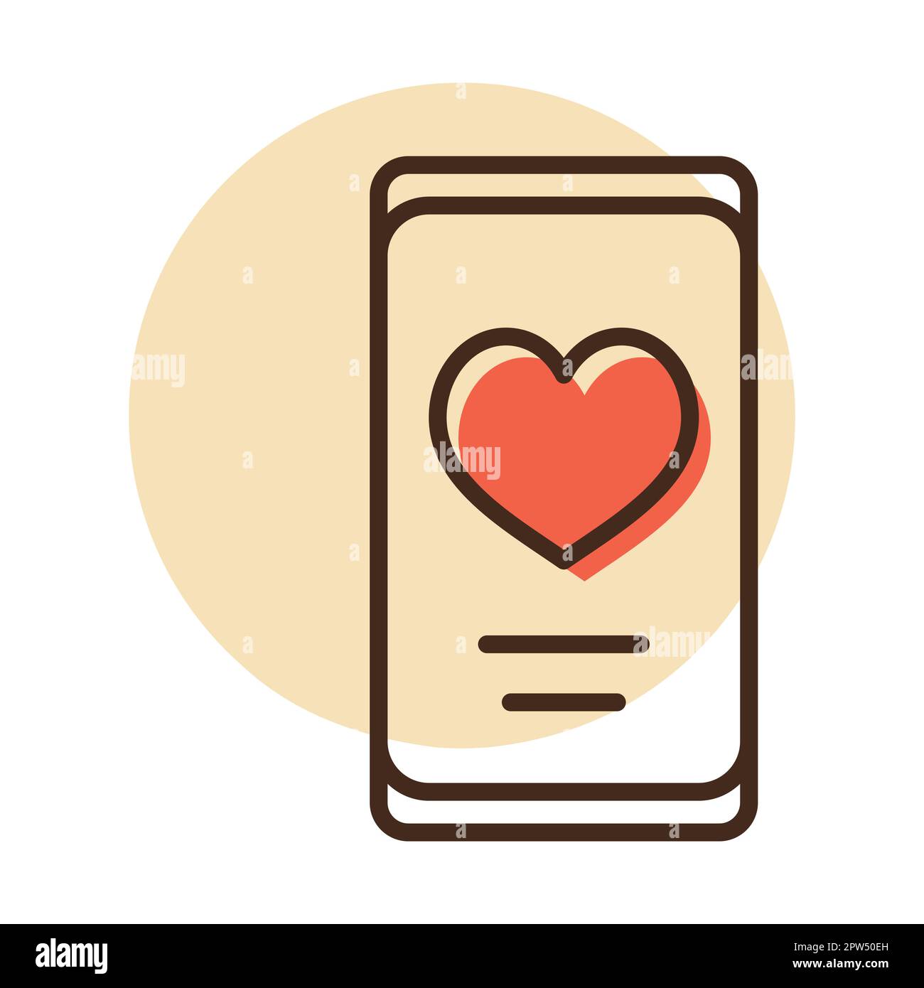 Heart smartphone icon, romantic telephone call Stock Vector Image & Art ...