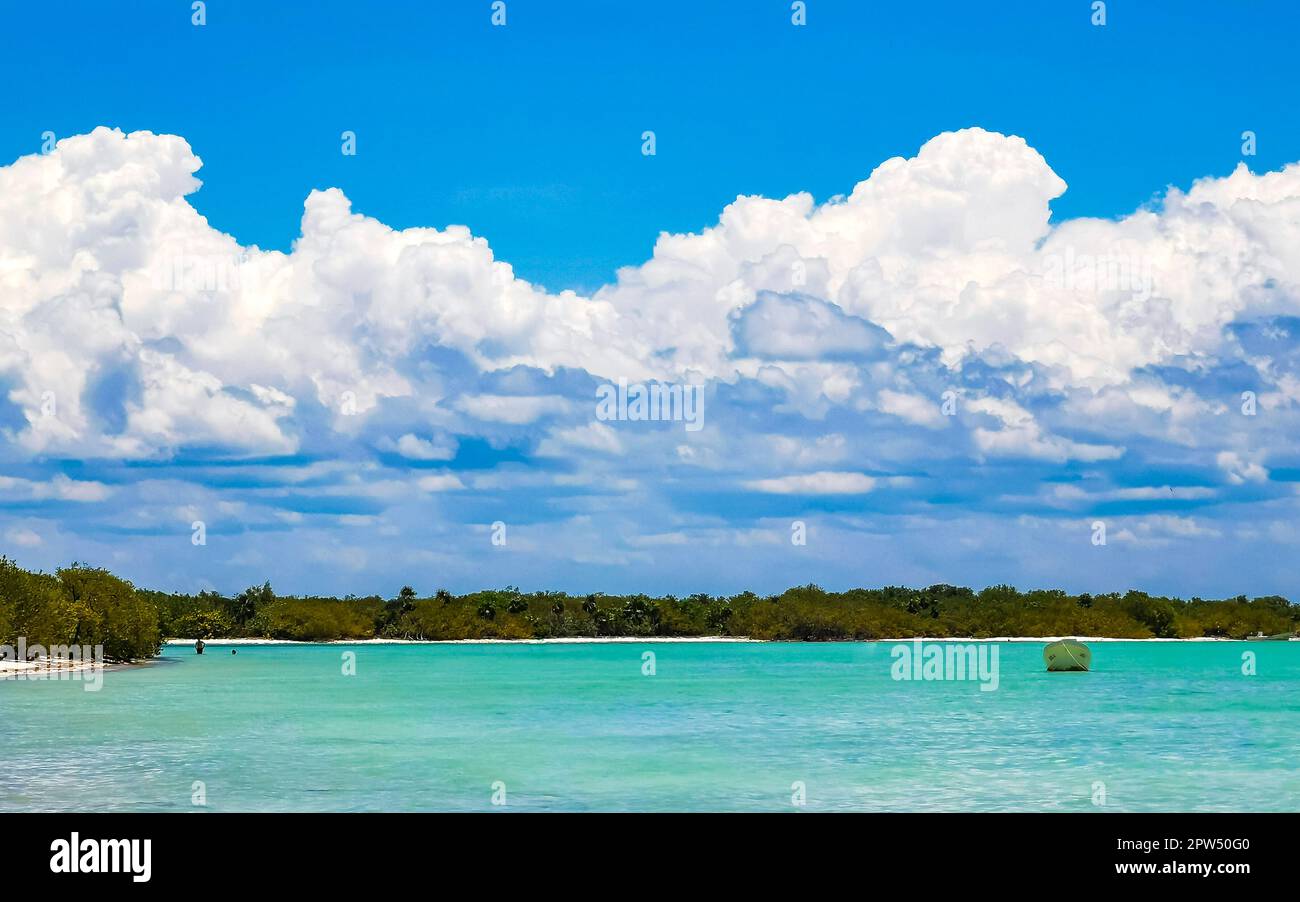 Panorama landscape view on beautiful Holbox island Punta Coco lagoon ...