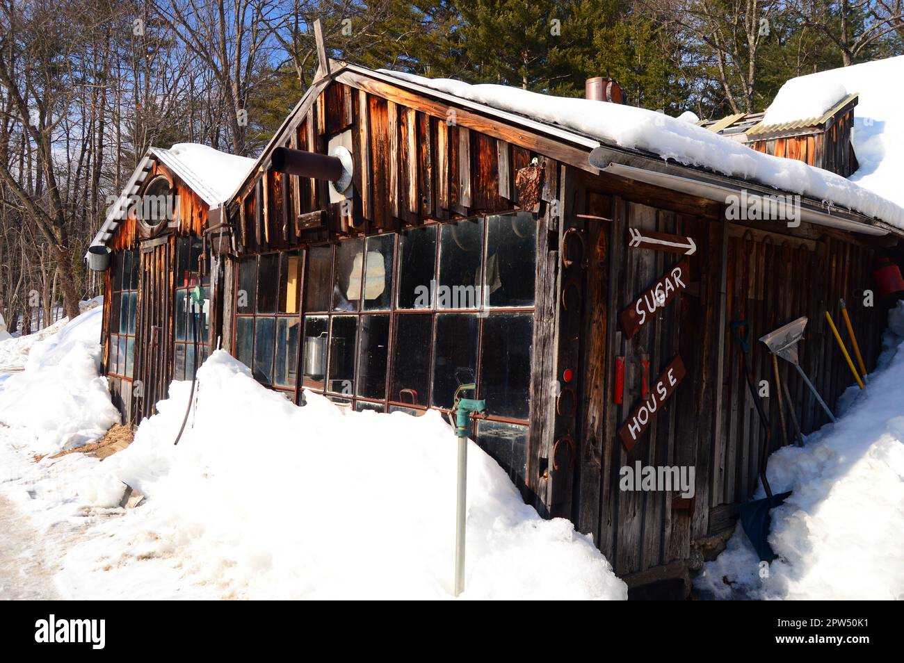 A Maple Sugar House in Winter in Mason New Hampshire Stock Photo - Alamy