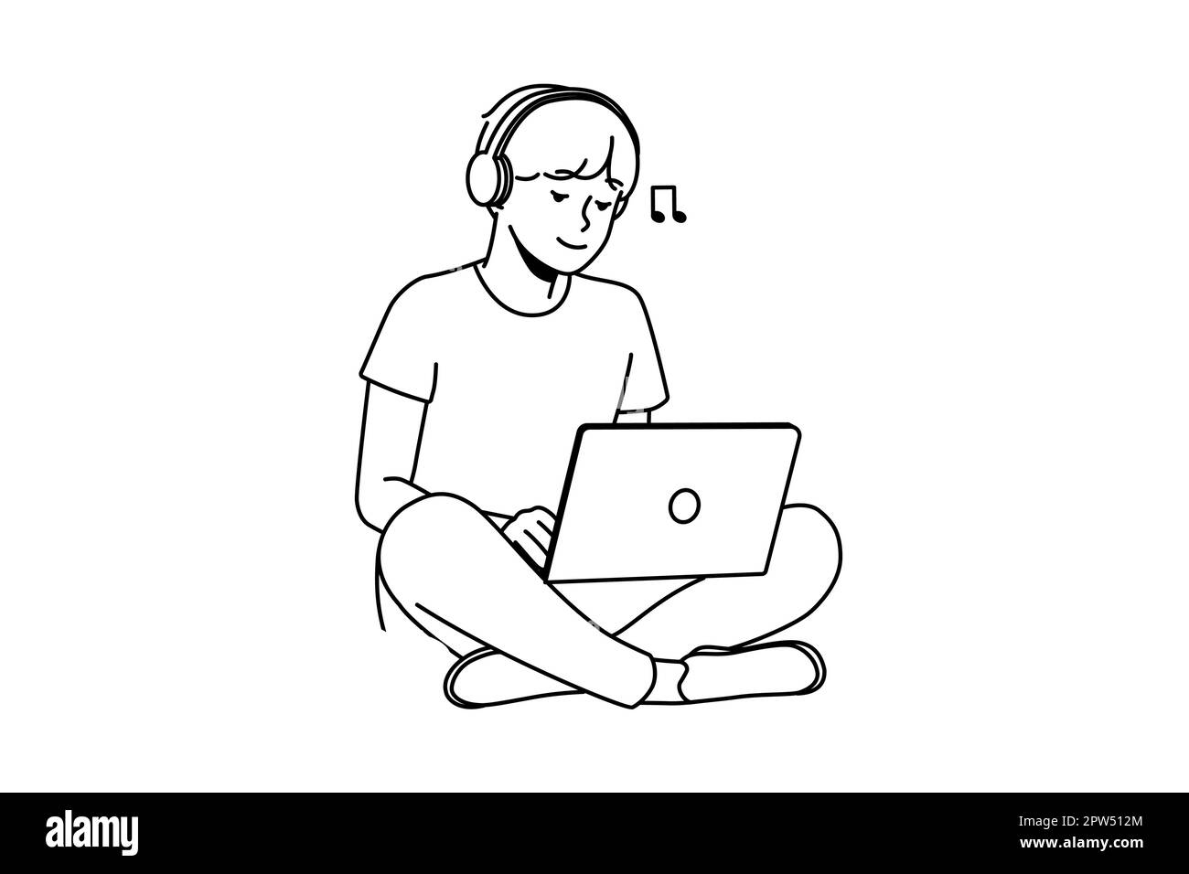 Headphones teen Black and White Stock Photos & Images - Alamy