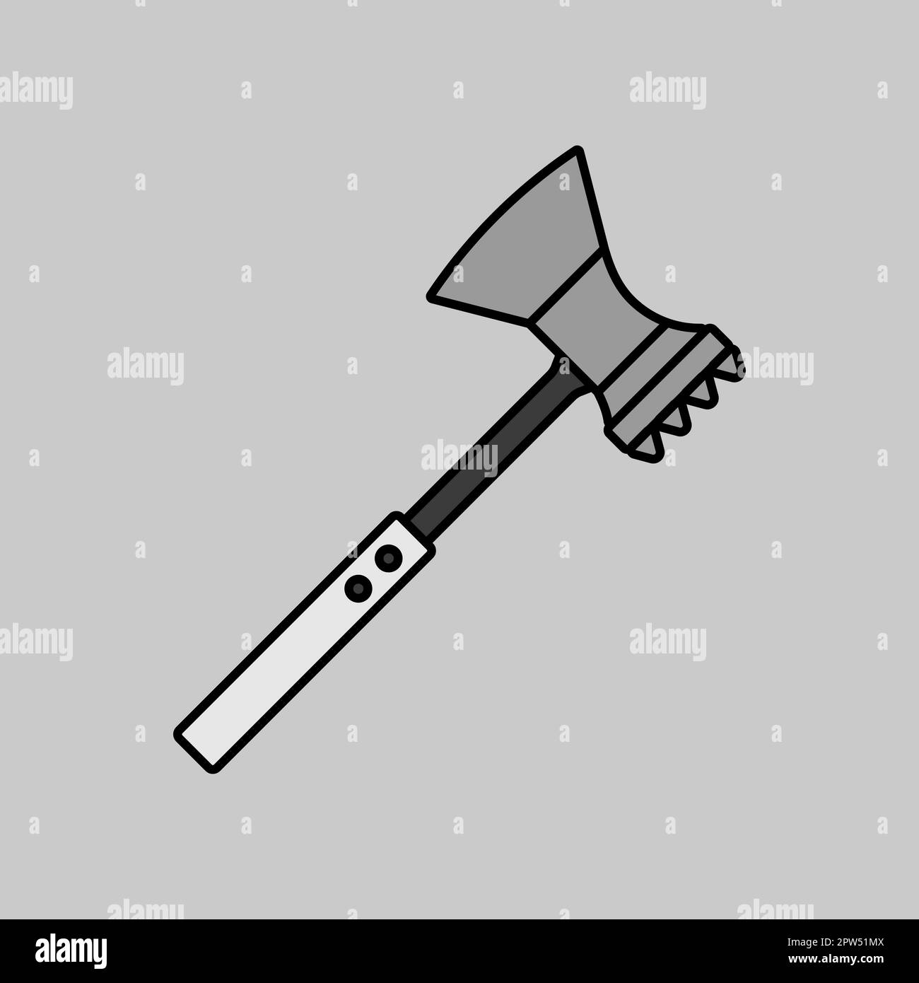 Meat hammer vector grayscale icon. Kitchen appliance. Graph symbol for ...