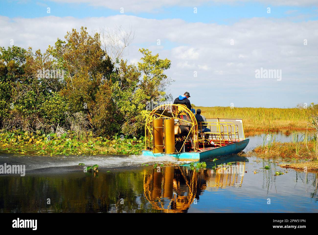A Fan Boat takes passengers on a tour on the Everglades, in southern ...