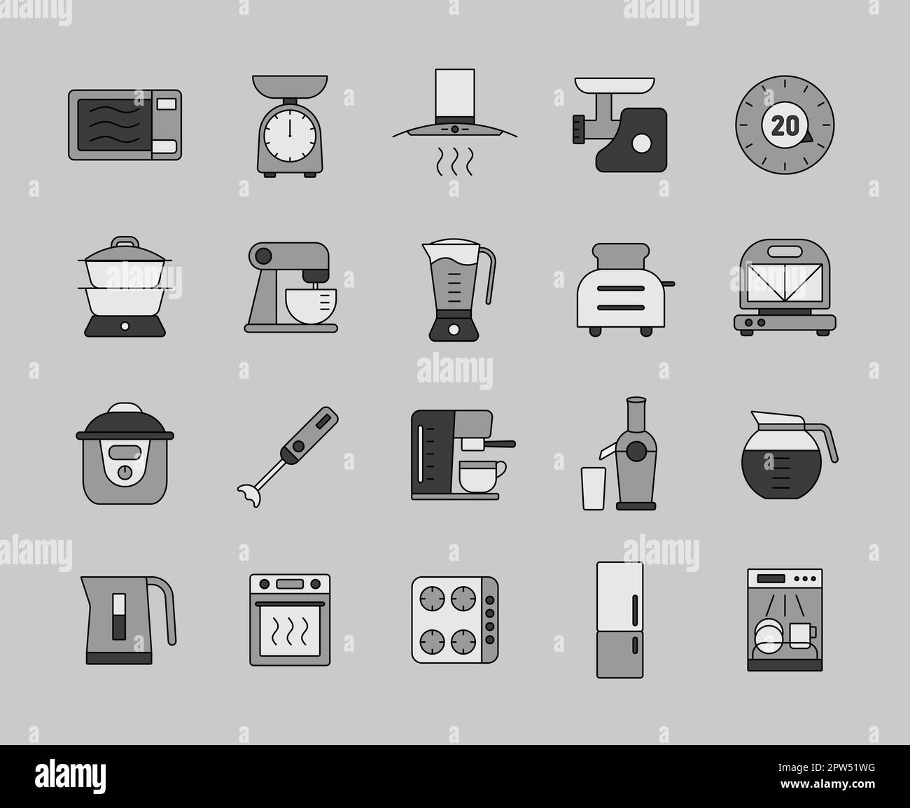 Kitchen appliances electronic electrical equipment tool vector ...