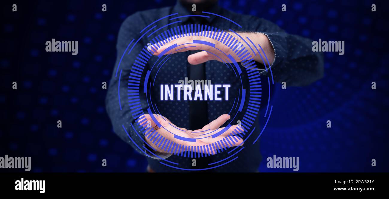 Hand writing sign Intranet, Internet Concept local or restricted ...