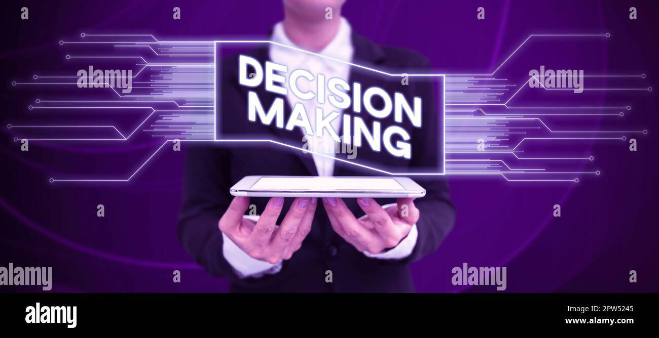 Text sign showing Decision Making, Concept meaning process of making ...
