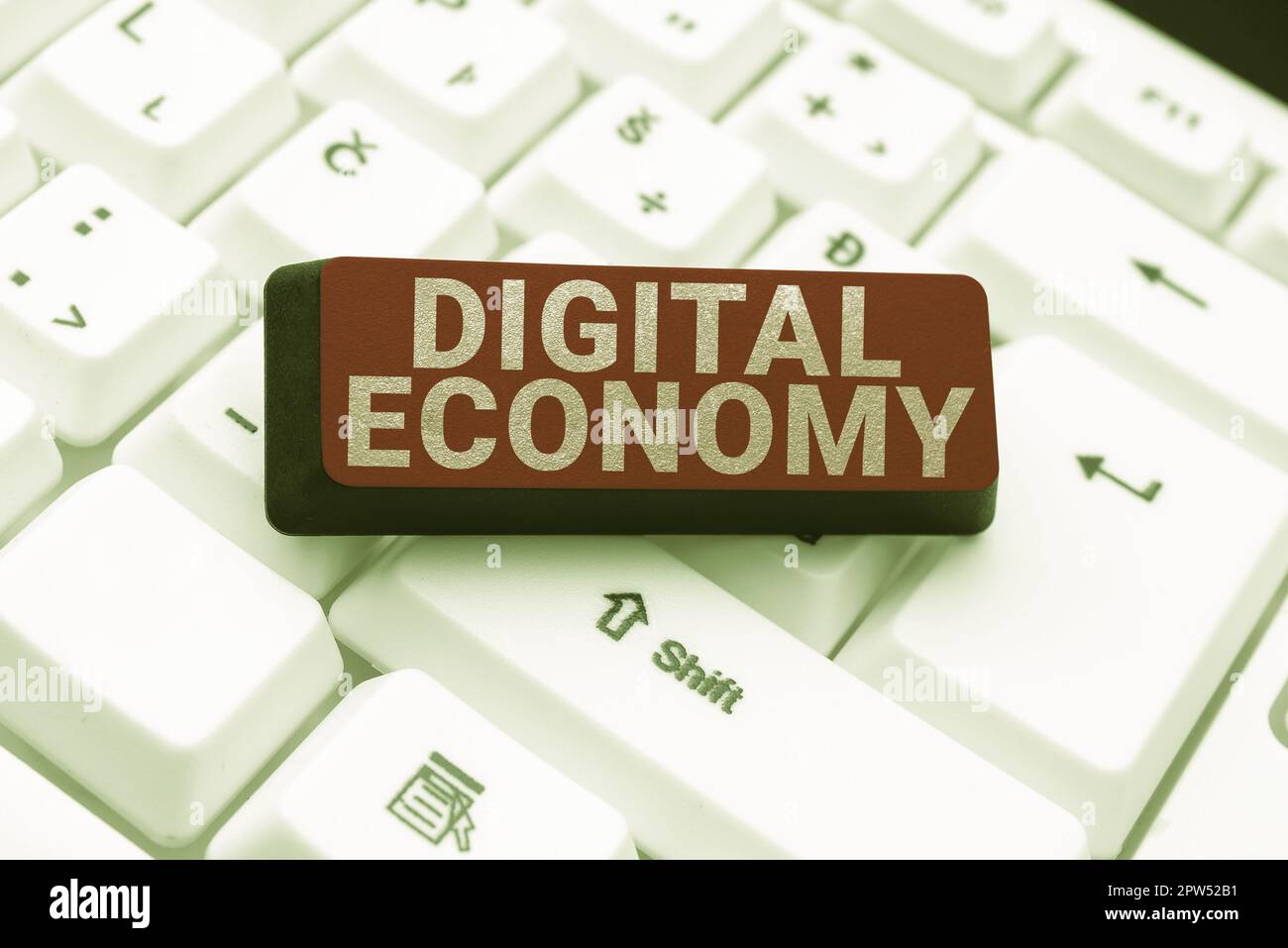 Sign displaying Digital Economy, Internet Concept economic activities ...