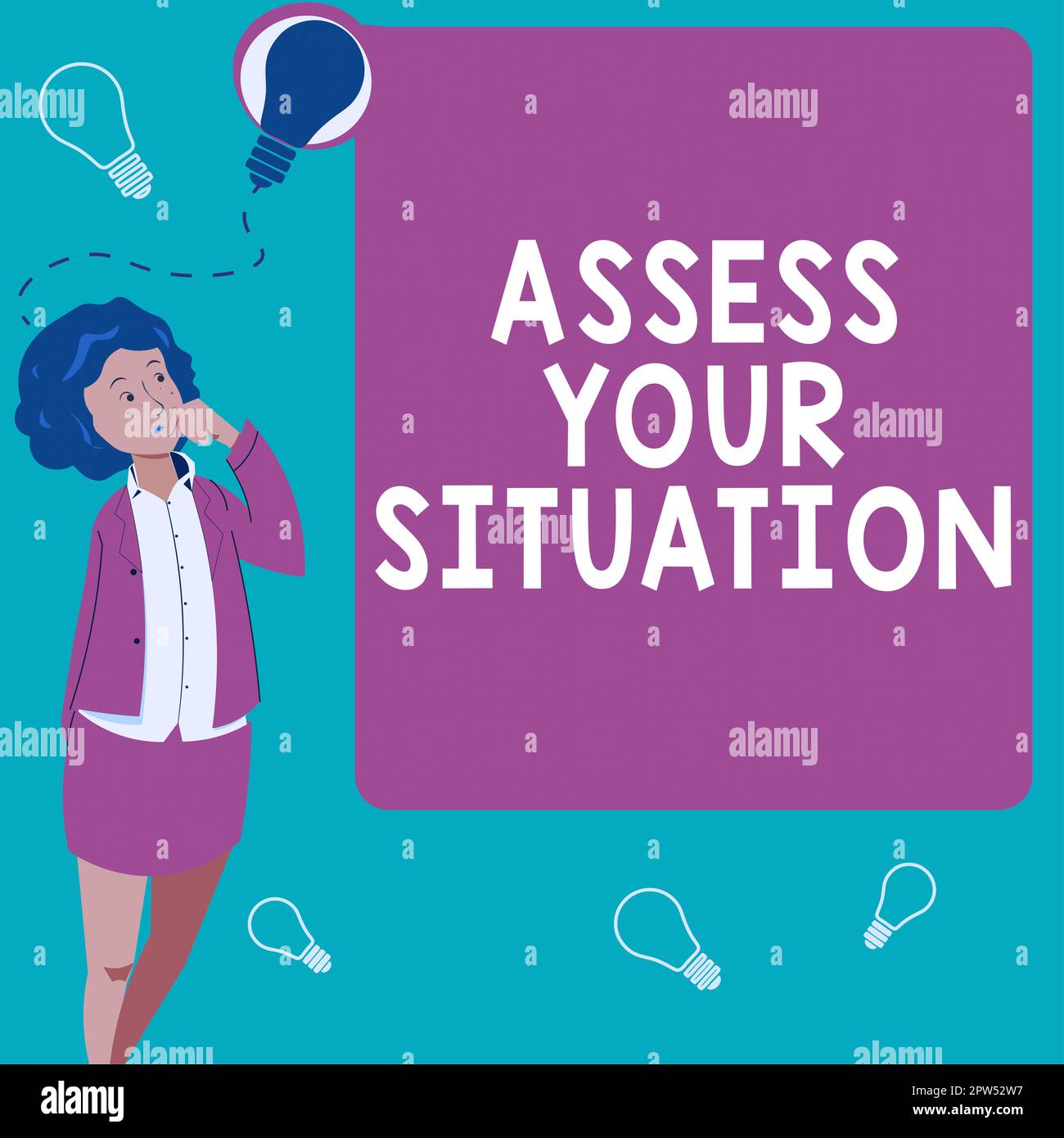 Inspiration showing sign Assess Your Situation, Business idea Judging a situation after sighted ...