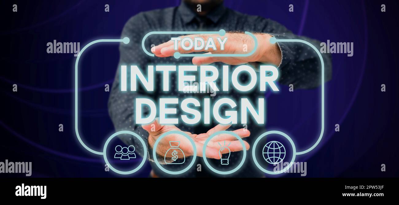 Hand writing sign Interior Design, Conceptual photo the art of ...