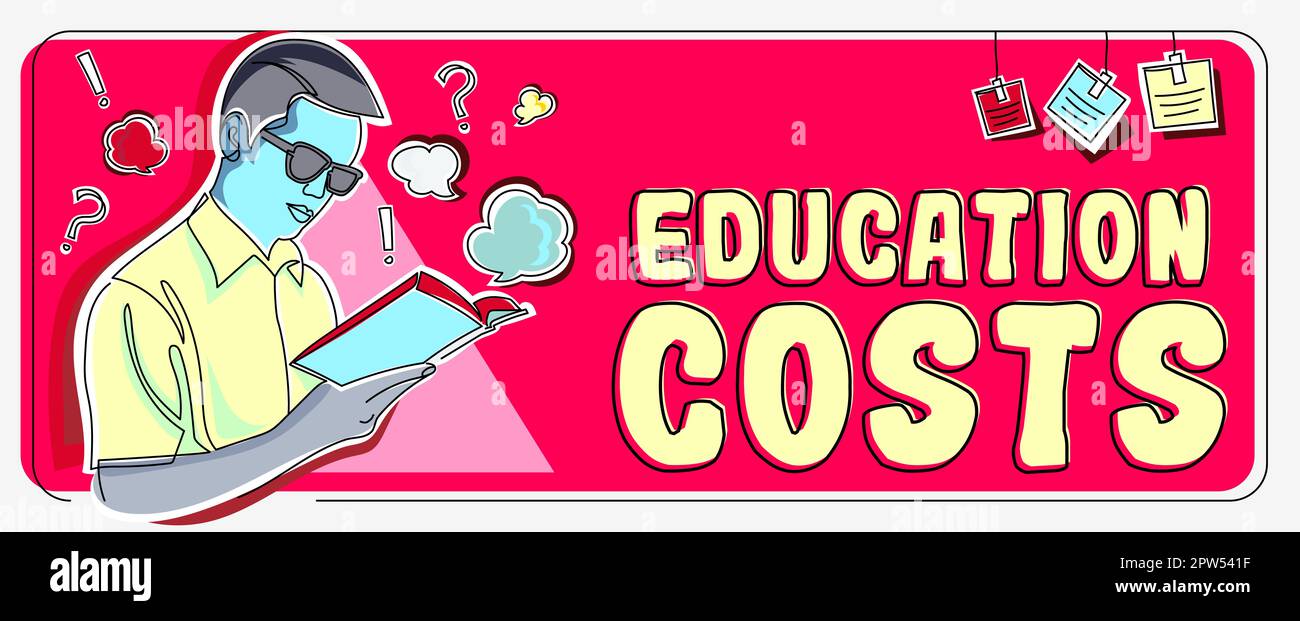 Text caption presenting Education Costs, Conceptual photo amounts paid ...
