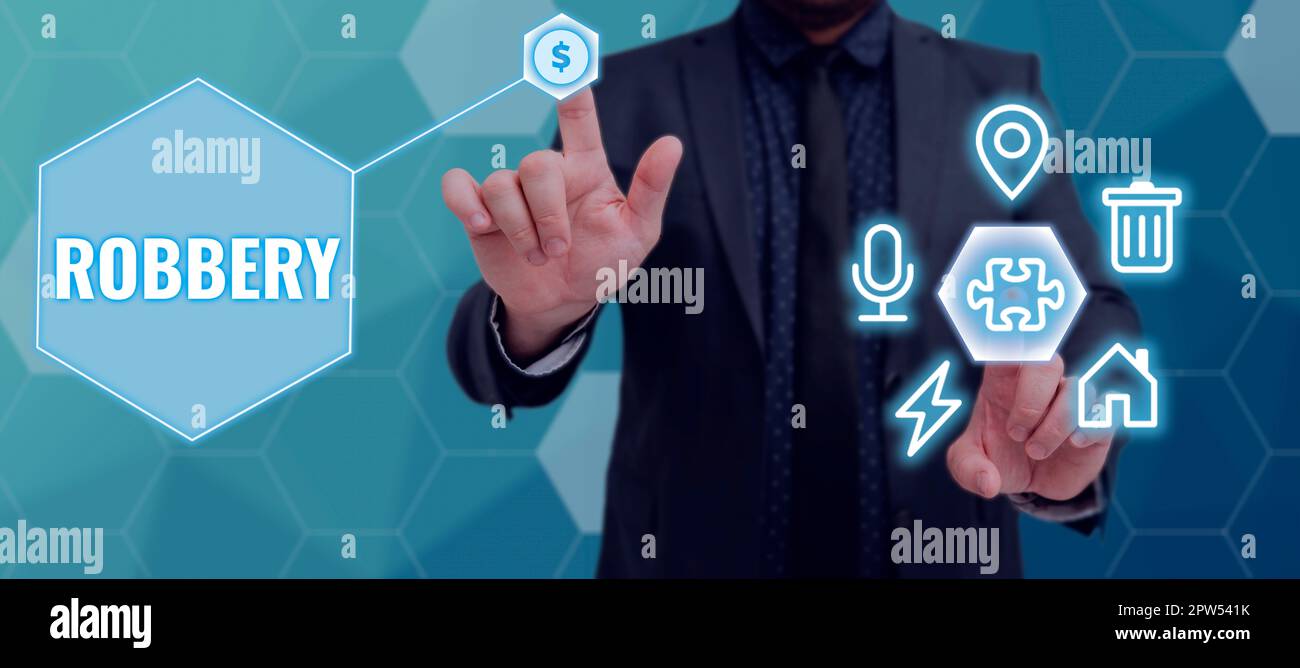 Inspiration showing sign Robbery, Word Written on the action of taking ...