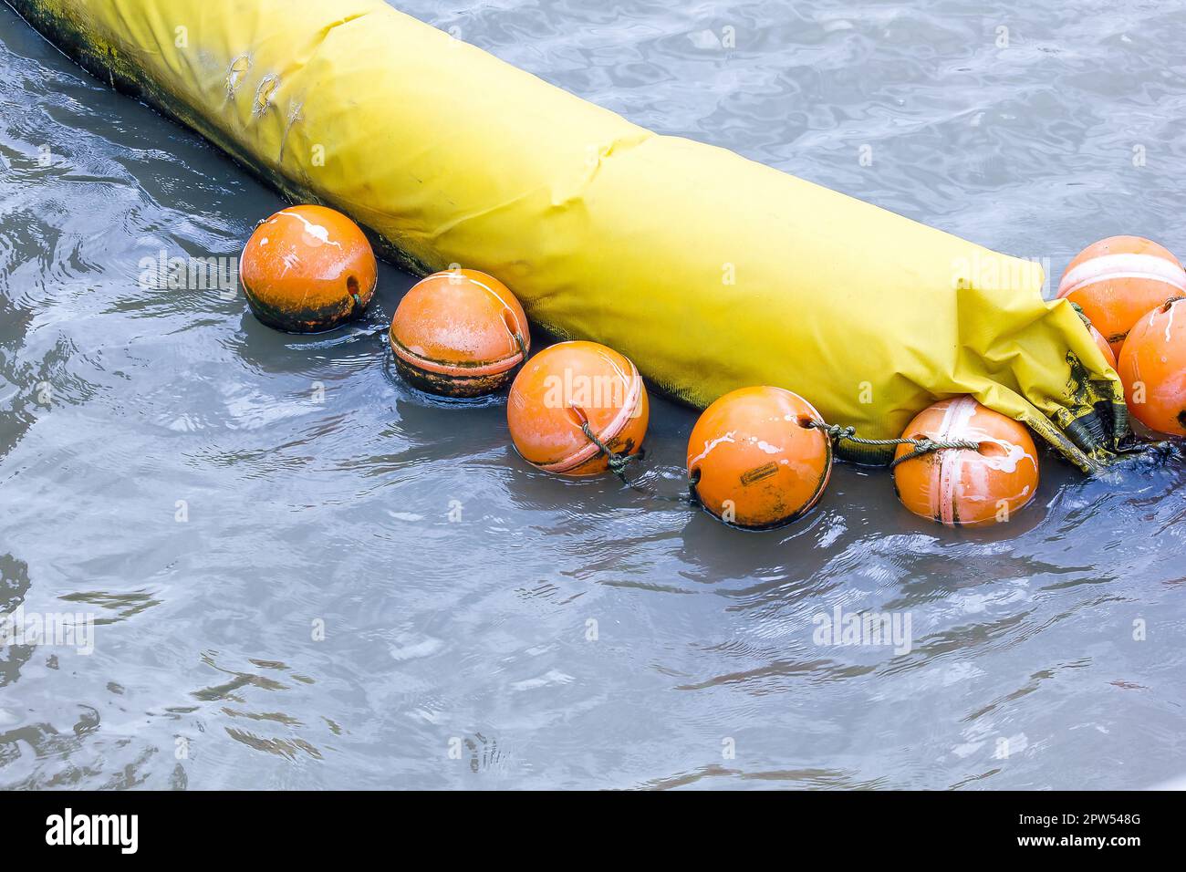 Orange buoy Used in the form of water made from special plastic that is ...