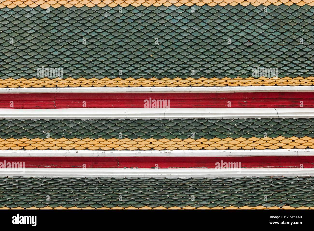 Terracotta tiles are stacked into layers. Popularly made into a Thai ...