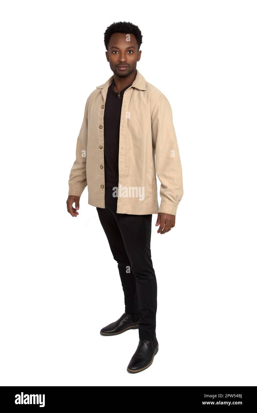 man standing full length on white background isolated studio shot ...