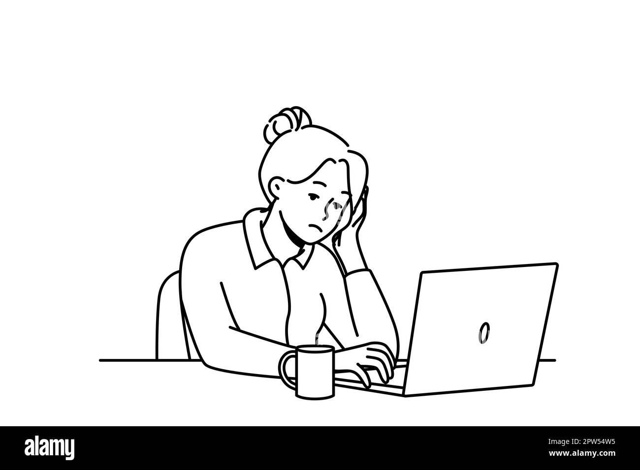 Exhausted female employee sit hi-res stock photography and images - Alamy