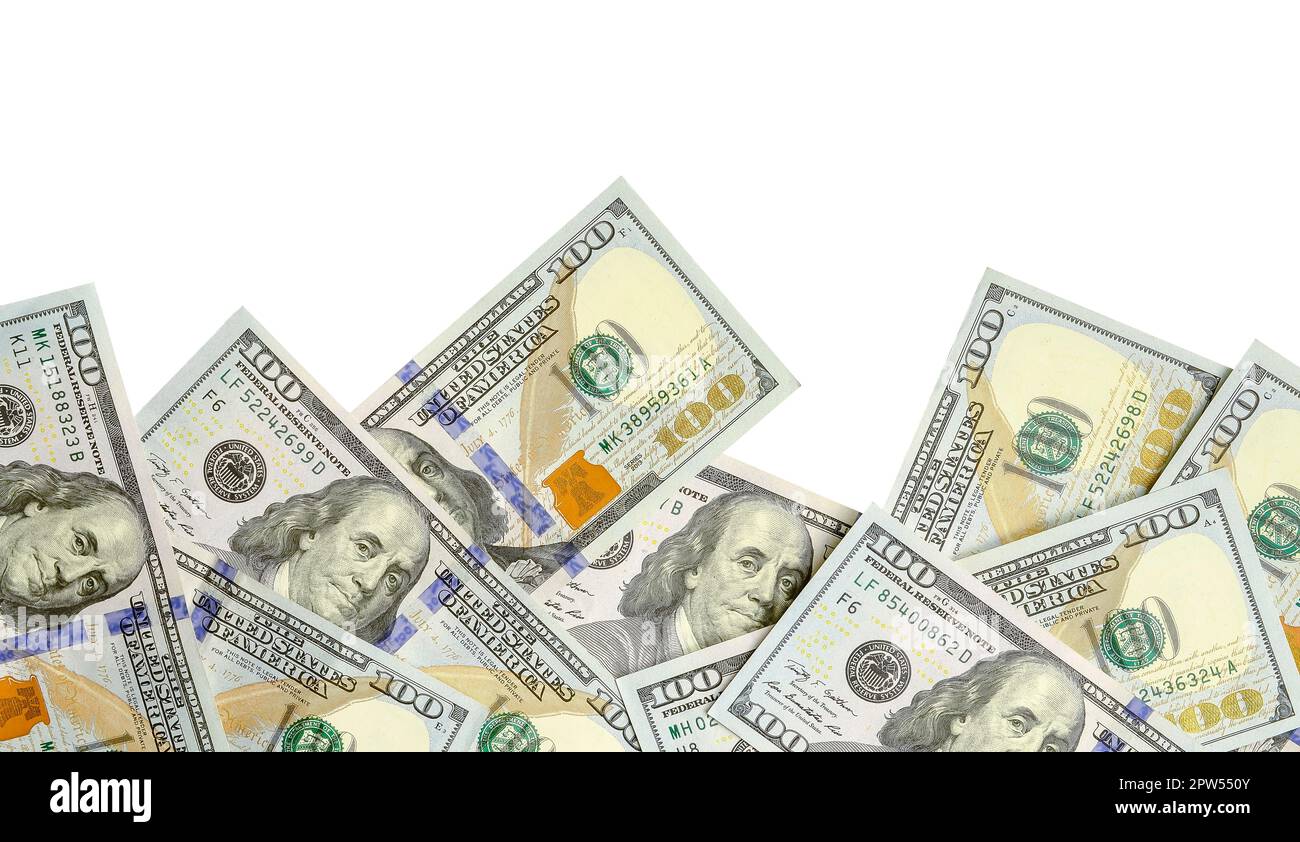 A border of American money isolated on white with copy space. Money ...