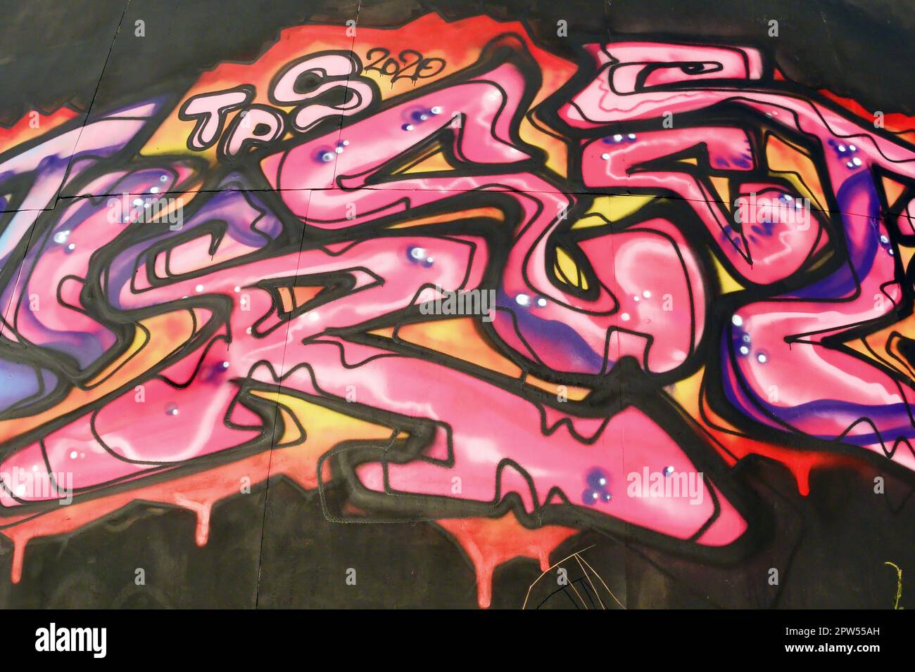 Colorful background of graffiti painting artwork with bright aerosol ...