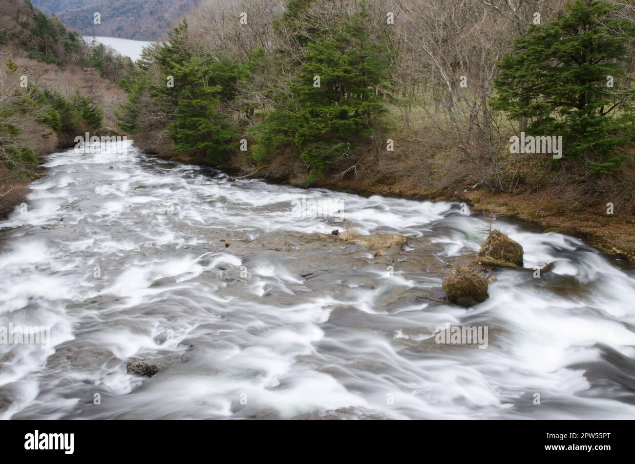 Ryuzu Falls and Lake Chuzenji to the background. Yugama River. Nikko ...