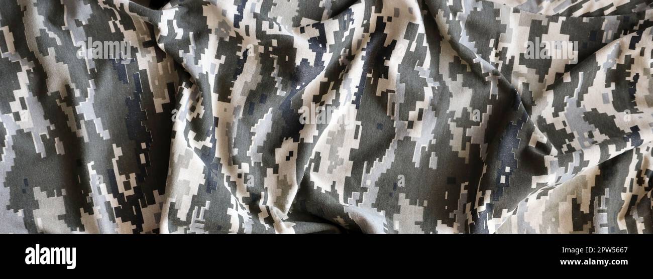 Fabric with texture of Ukrainian military pixeled camouflage. Cloth ...